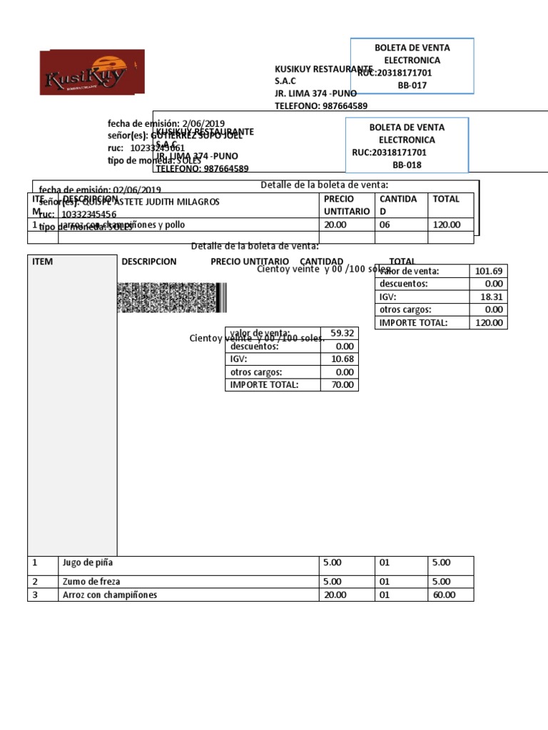 Boletas y Facturas | PDF | Cocina asiática | Comida regional y étnica