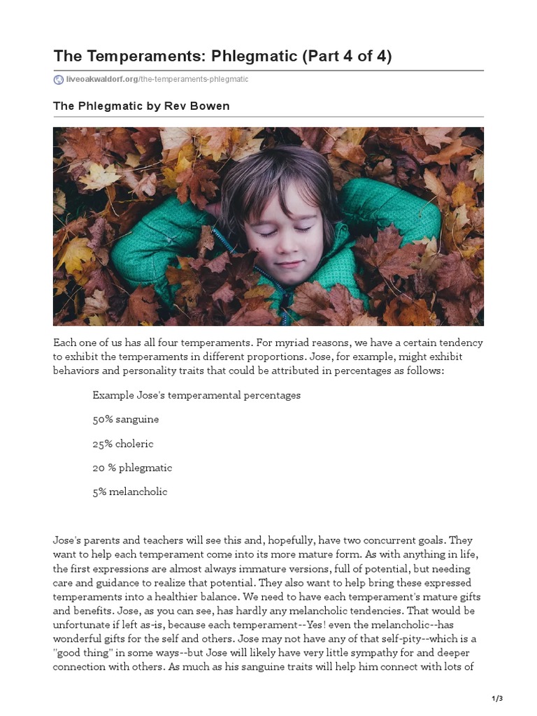 The Temperaments Phlegmatic Part 4 of 4 | PDF | Temperament | Psychology