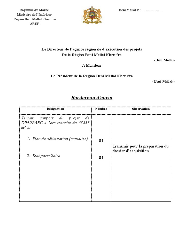 Bordereau D'envoi | PDF