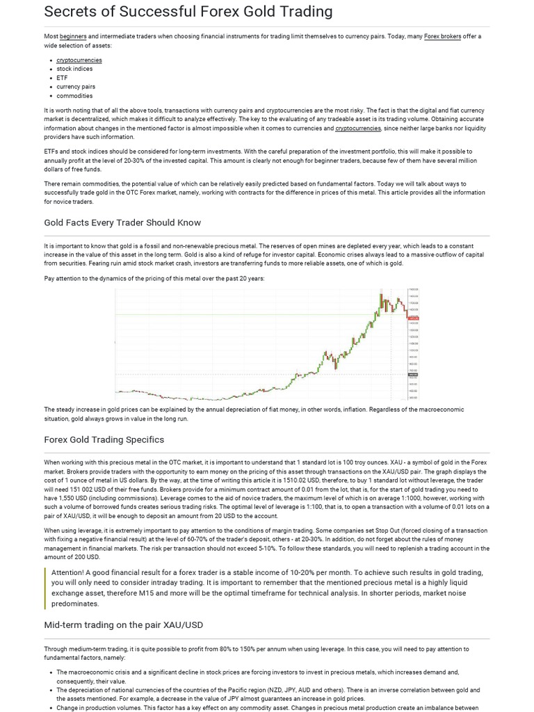Secrets of Successful Forex Gold Trading - Advanced Forex | PDF | Gold ...