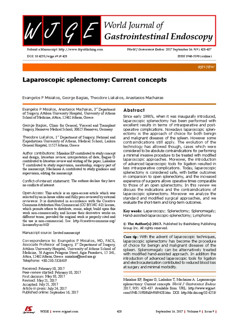 Laparoscopic Splenectomy | PDF | Spleen | Surgery