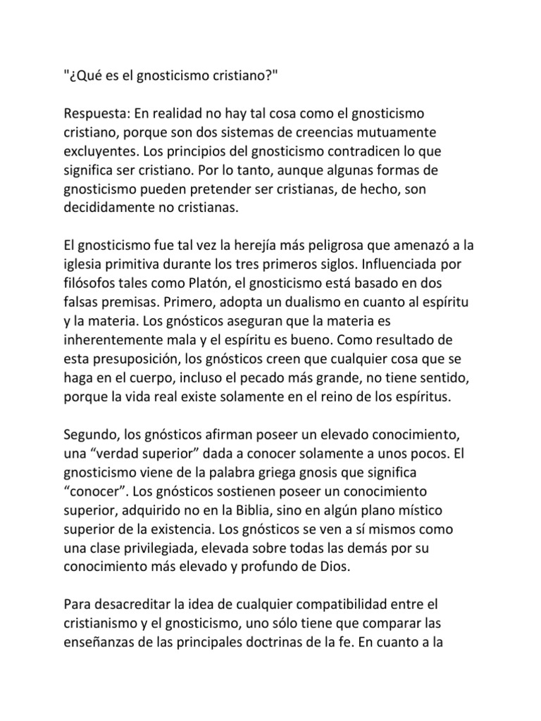 Que Es Gnoticismo | PDF | Gnosticismo | Salvación
