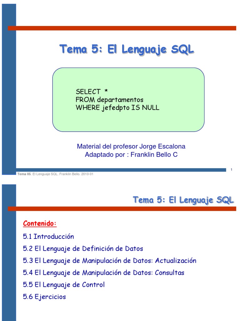 Tema 6 LDD LMD | PDF | SQL | Base de datos relacional