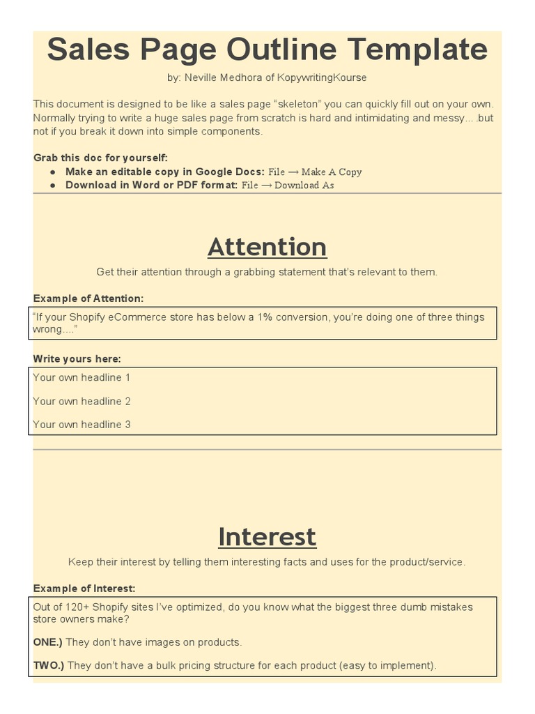 Sales Page Outline Template | PDF | Metadata | Computing