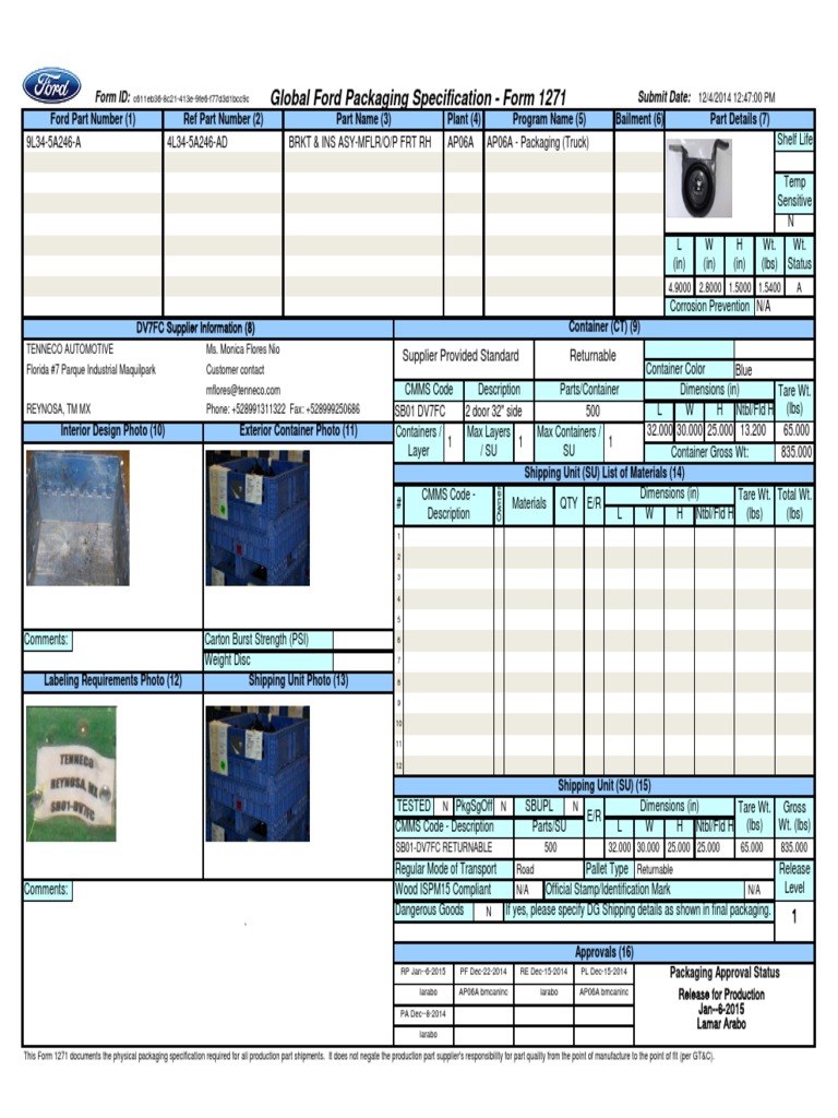 Global Ford Packaging Specification | PDF | Packaging And Labeling ...