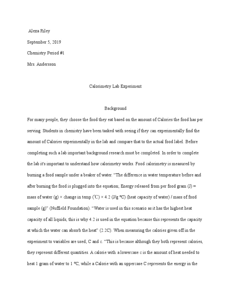 Food Calorimetry Background | PDF | Calorie | Branches Of Thermodynamics