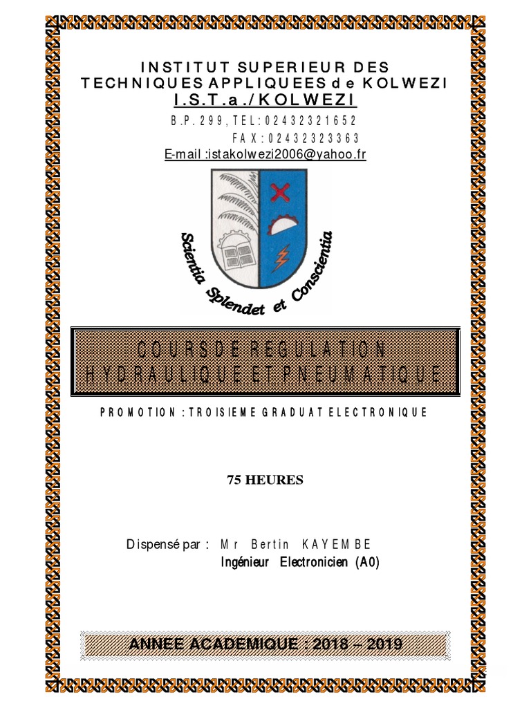 Cours de Régulation Hydraulique et Pneumatique | PDF | Pompe | Piston