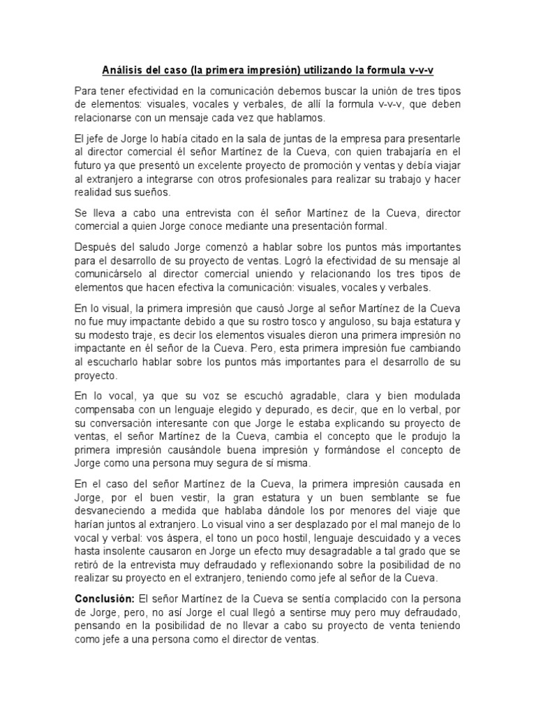 Análisis de Caso FORMULA VVV | PDF | Comunicación