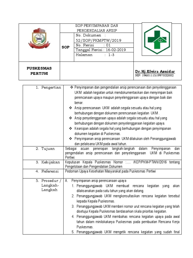 Sop Penyimpanan Arsip | PDF