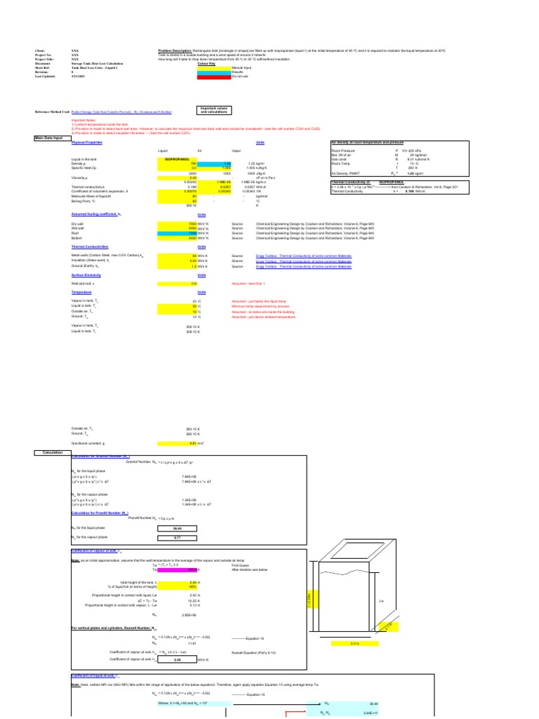 Storage Tank Heat Loss Calculation Rev - 0 | PDF | Heat Transfer ...