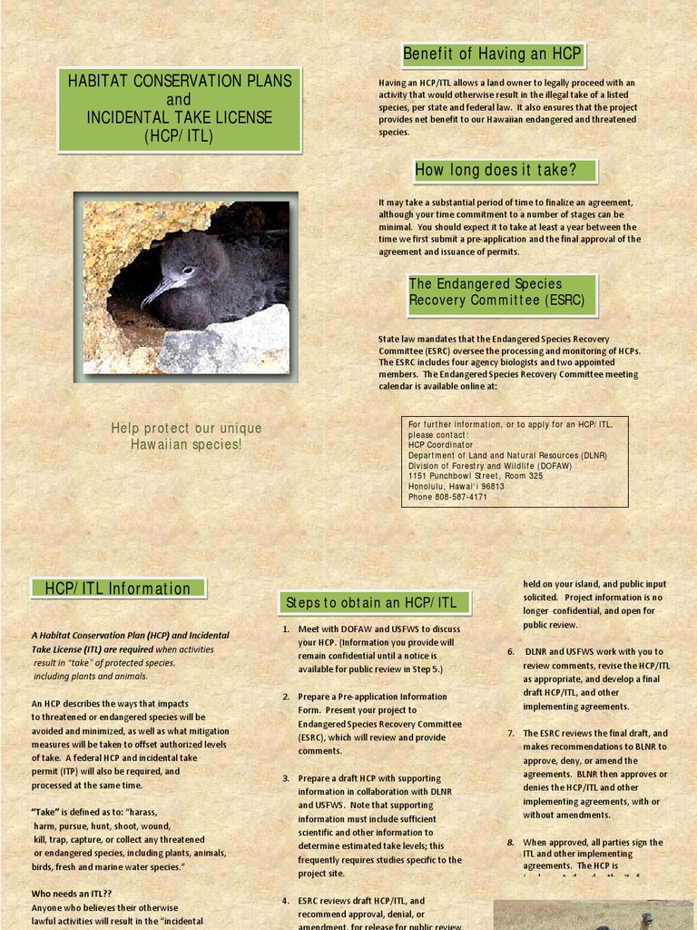 HCP Brochure 20nov2008 | Download Free PDF | Endangered Species Act Of ...