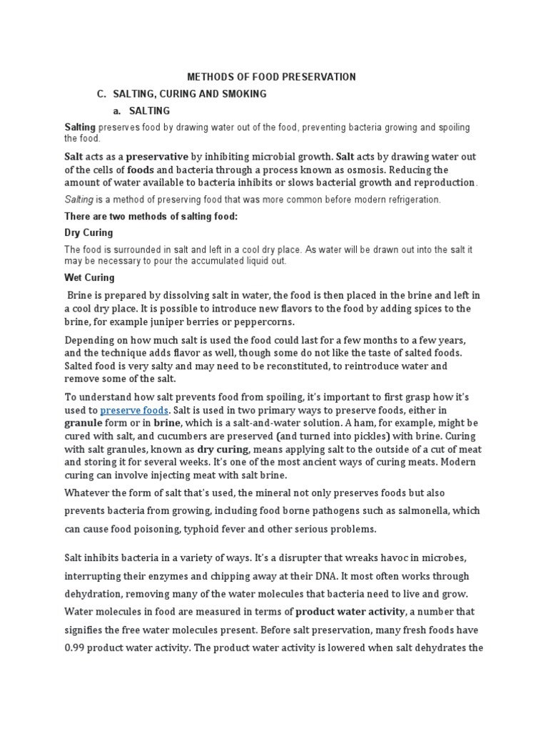 Salt Acts As A Preservative by Inhibiting Microbial Growth. Salt Acts ...