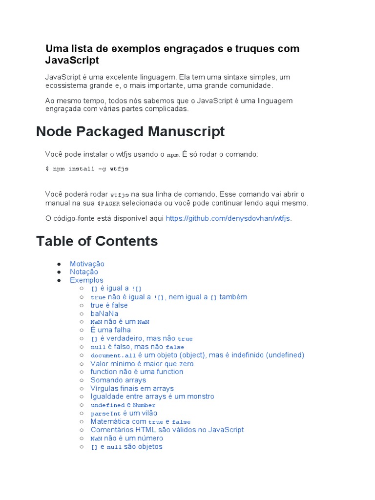 Uma Lista De Exemplos Engraçados E Truques Com Javascript Download Grátis Pdf Modelo De 