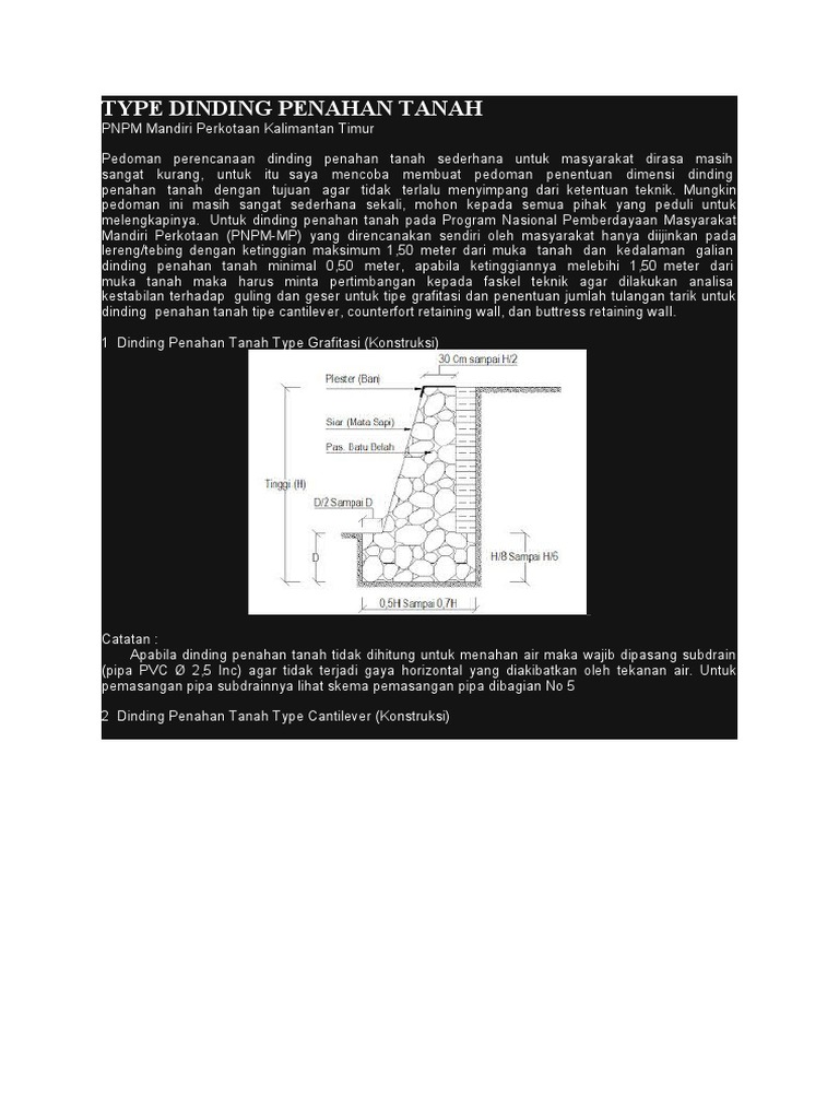 Pedoman Dinding Penahan Tanah Sederhana | PDF