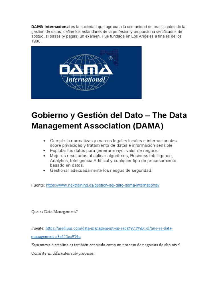 DAMA Internacional | PDF | Información | Empresas