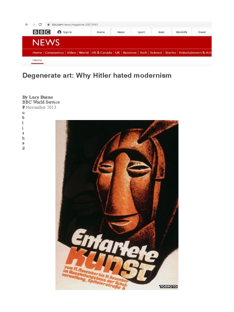 Degenerate Art and Why Hitler Hated Modernism | PDF | Abstract Art ...