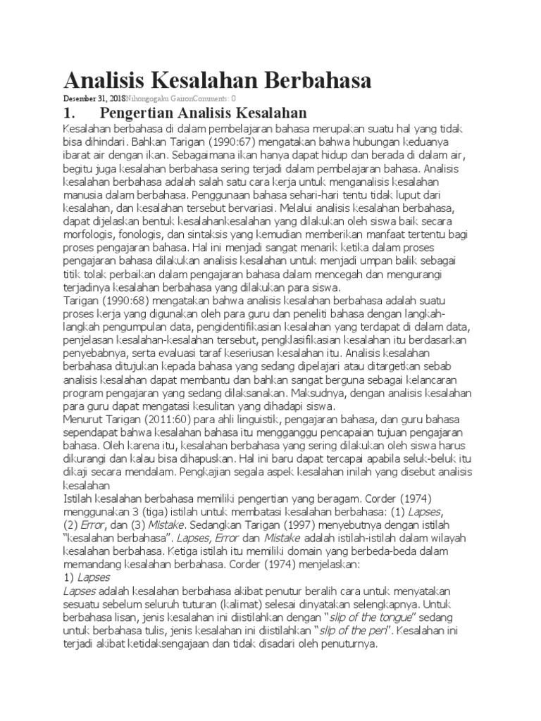 Analisis Kesalahan Berbahasa | PDF