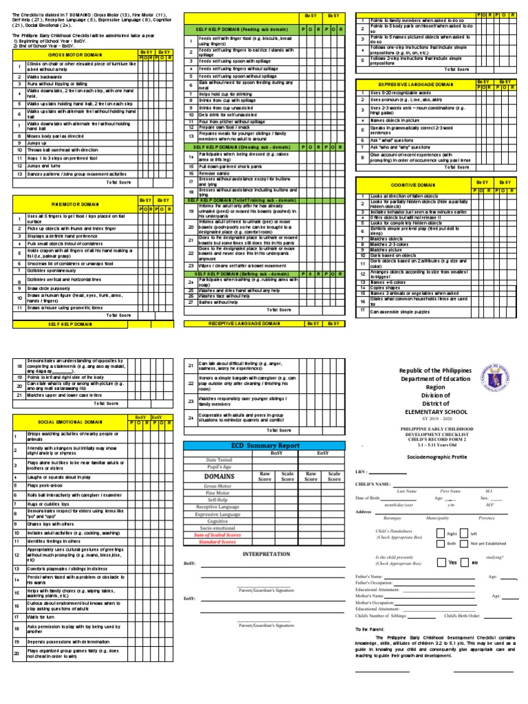 ECCD Checklist | PDF | Sibling | Verb
