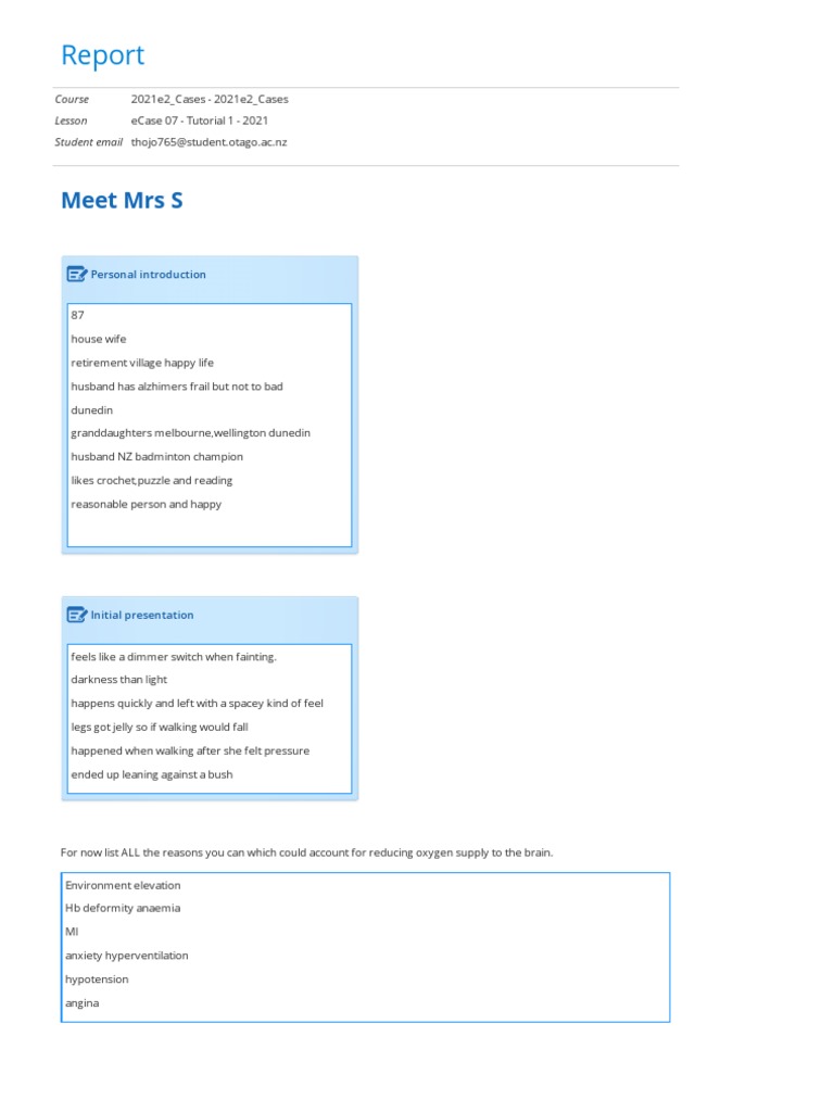 Ecase 07 - Tutorial 1 - 2021 | PDF | Heart Valve | Heart