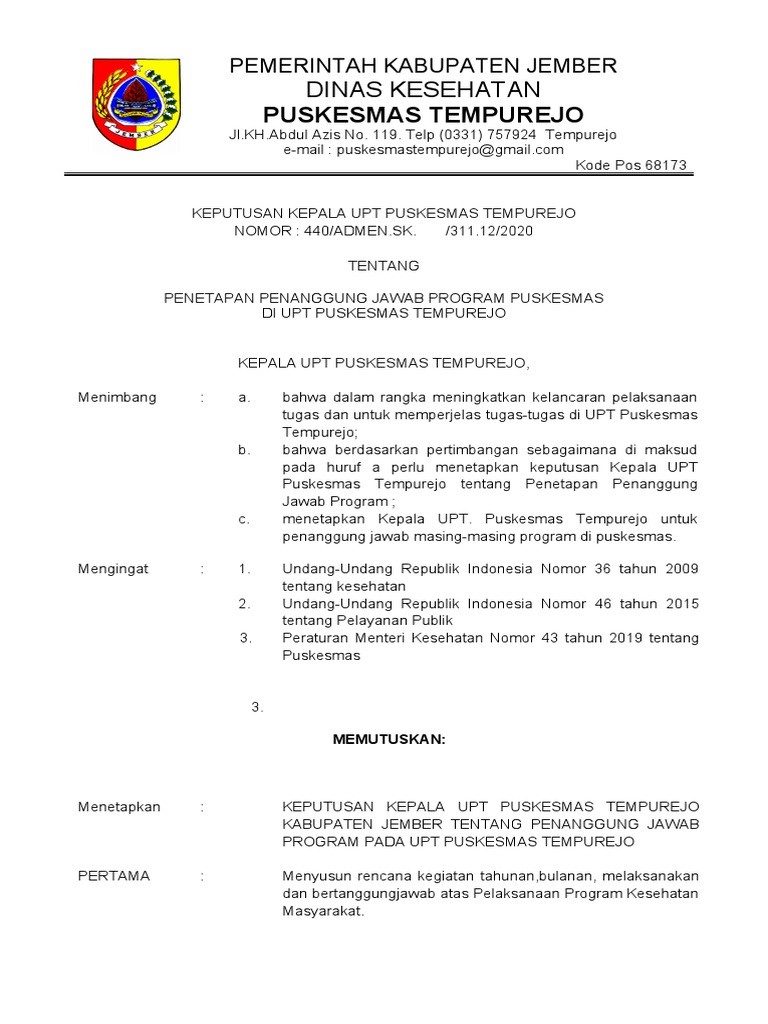 2.3.1 Ep 2 SK PJ Program Puskesmas Tempurejo - 2020 | PDF ...
