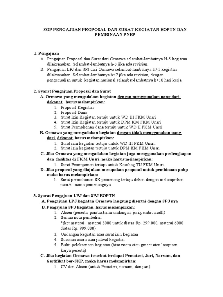 Sop Pengajuan Proposal | PDF
