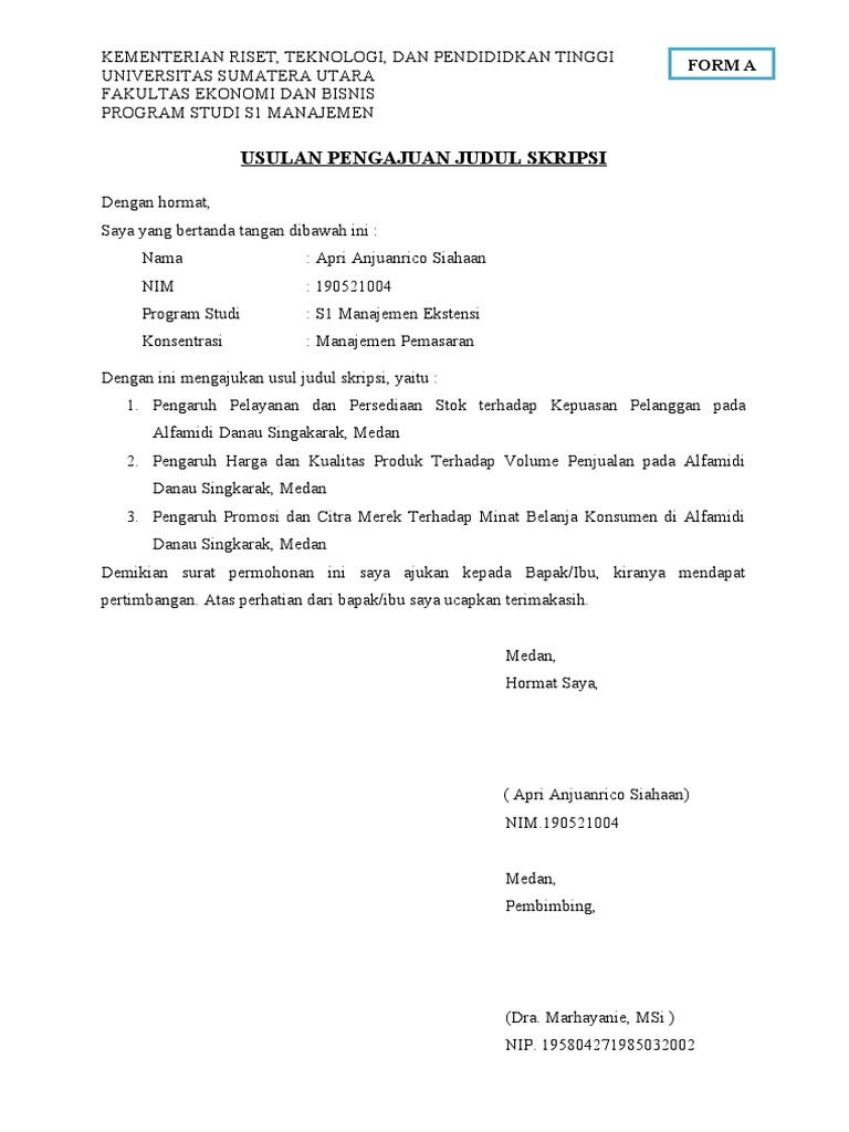 Contoh lembar-Pengajuan-Judul-Skripsi | PDF