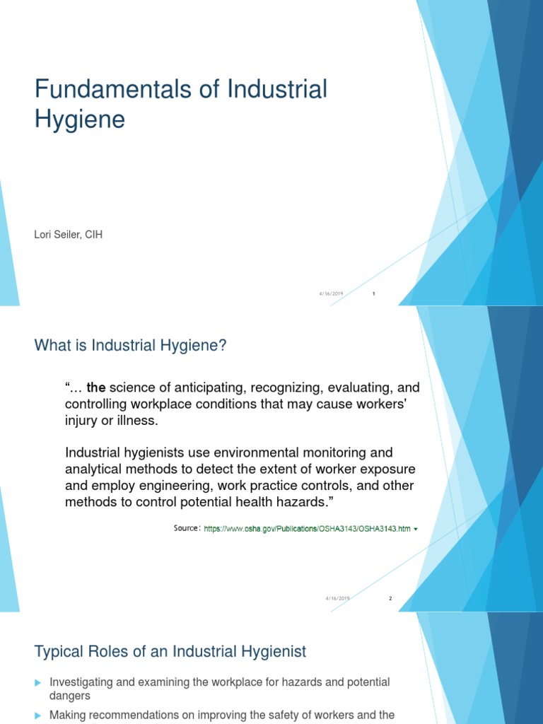 Fundamentals of Industrial Hygiene: Lori Seiler, CIH | PDF ...