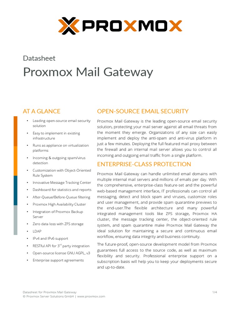 Proxmox Mail Gateway 6.4 Datasheet | PDF | Computer Mediated ...
