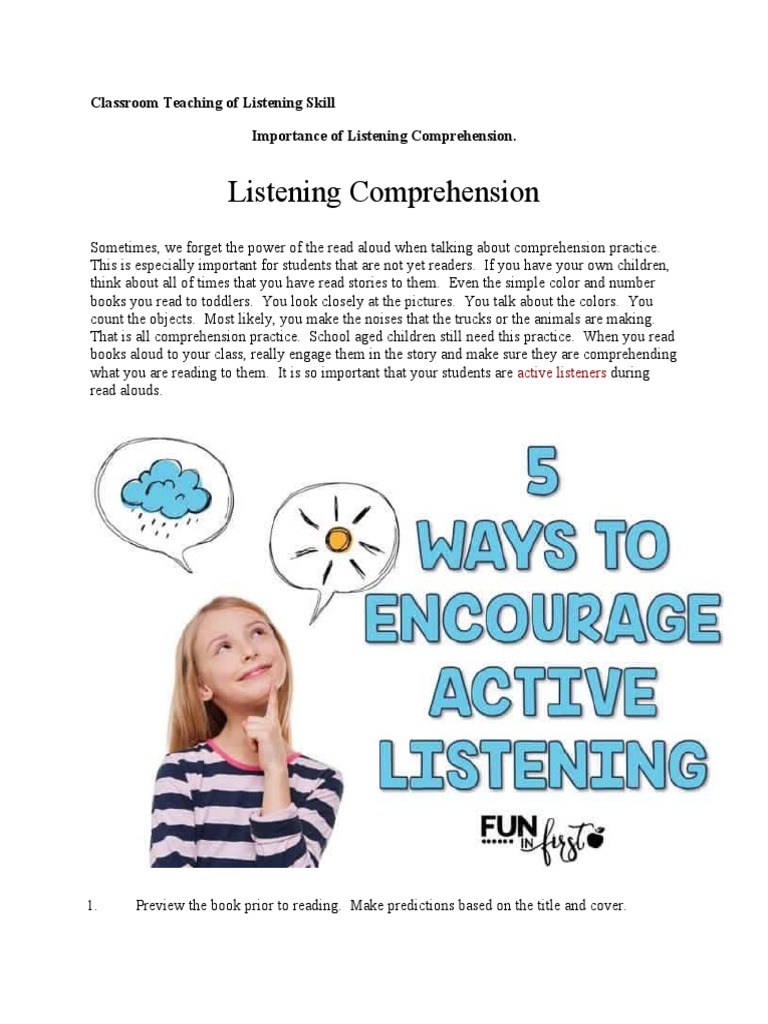 Enhancing Listening Skills in Classrooms | PDF | Reading Comprehension ...