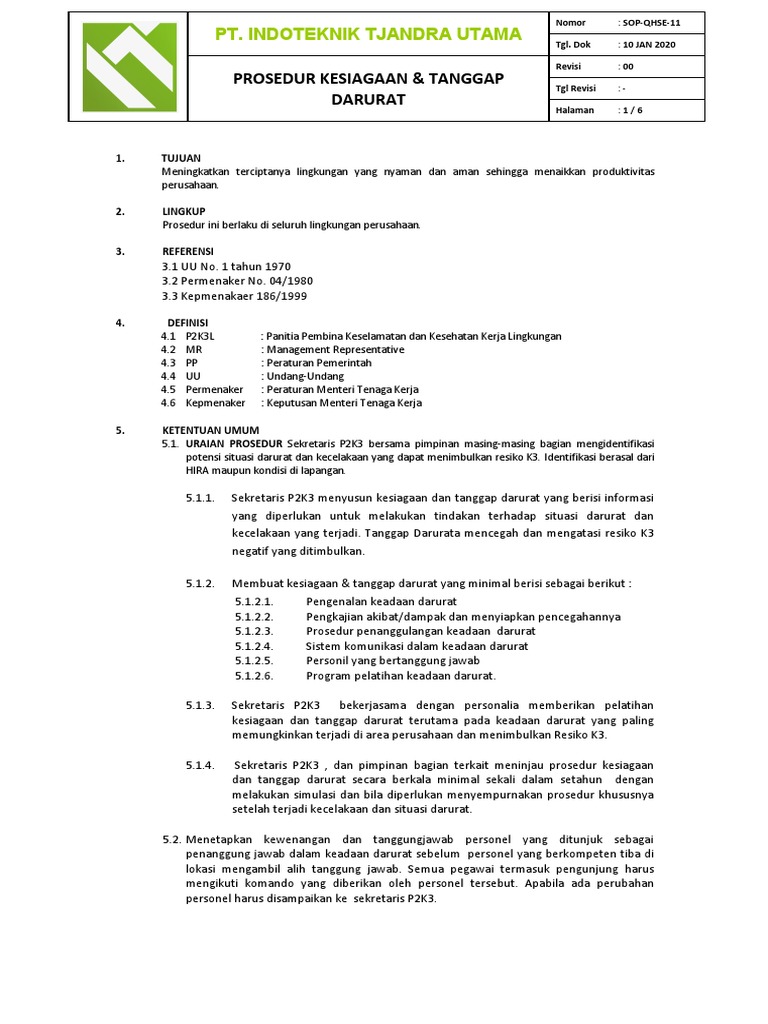 Prosedur Tanggap Darurat | PDF