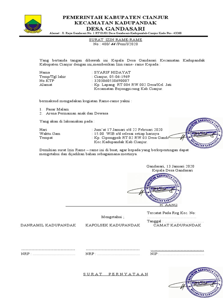 Surat Izin Rame-Rame | PDF