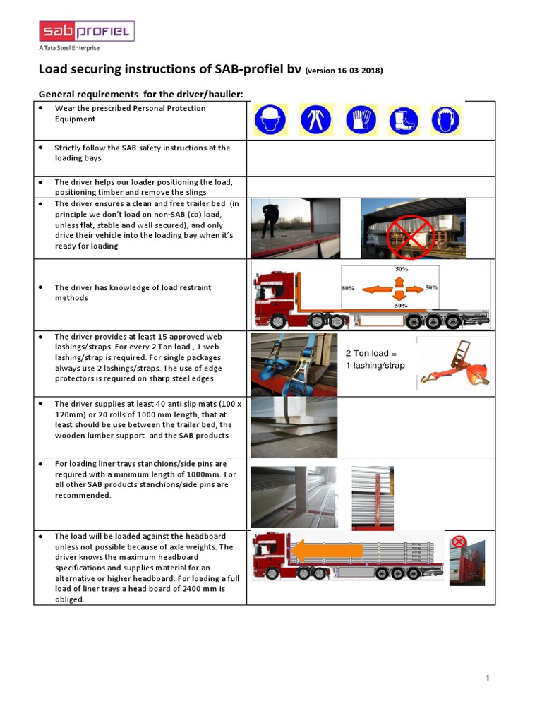 Handout Instruction Load Securing | PDF | Trailer (Vehicle) | Lumber