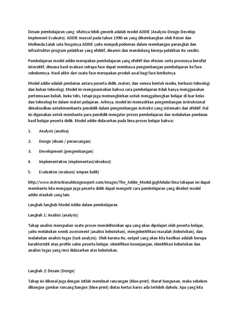 Model Addie | PDF | Karier & Perkembangan | Seni