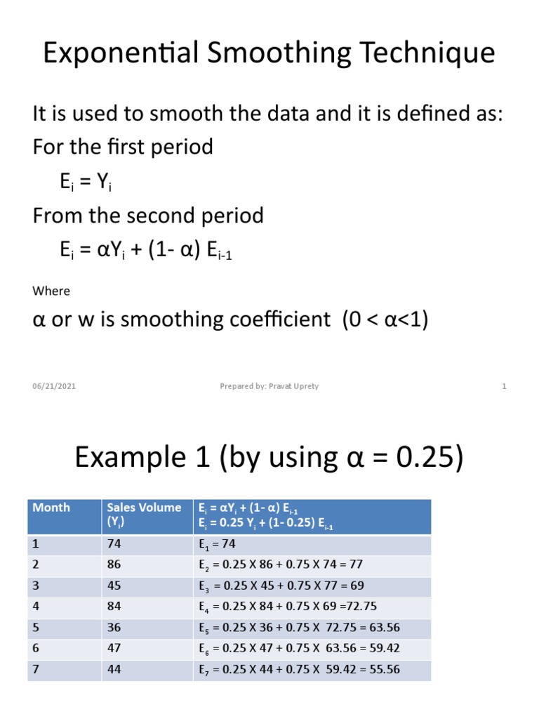 Exponential Smoothing Technique | PDF | Autocorrelation | Estimation Theory Exponential Smoothing Technique | PDF | Autocorrelation | Estimation Theory