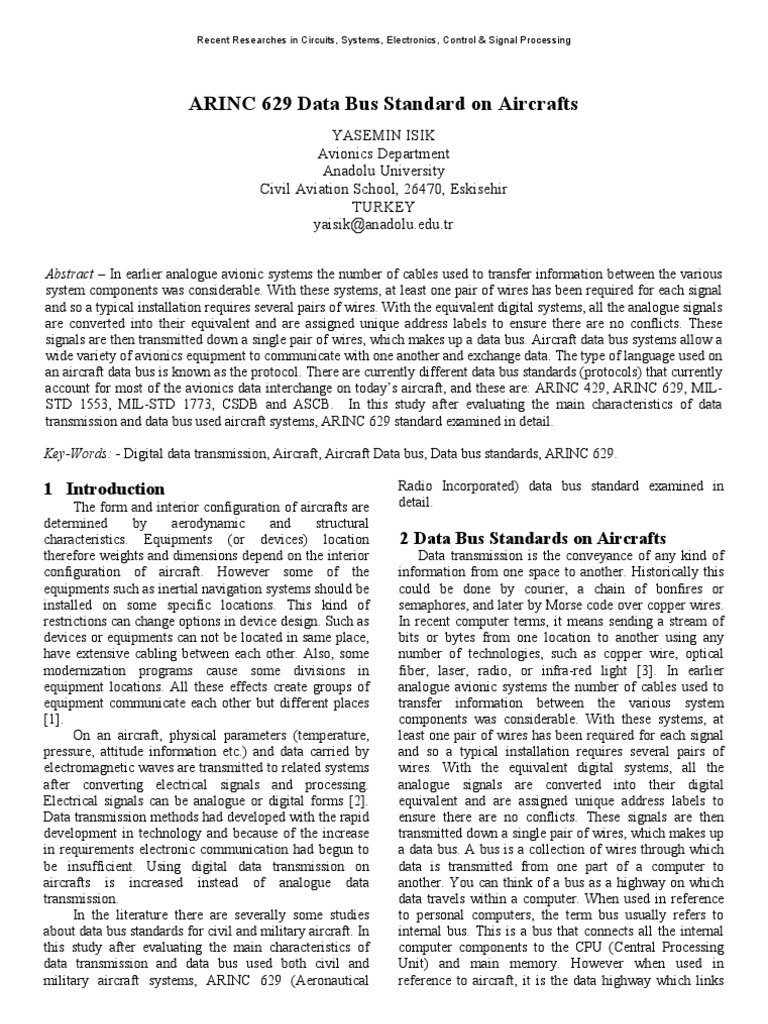 Arinc 629 | PDF | Data Transmission | Avionics