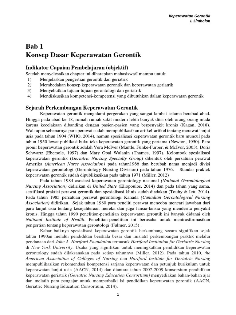 Bab 1 Konsep Dasar Keperawatan Gerontik | PDF | Pengembangan Diri | Sains & Matematika