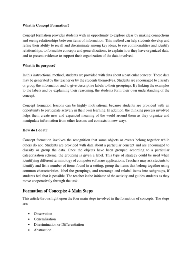 Understanding Concept Formation Steps | PDF | Abstraction | Concept