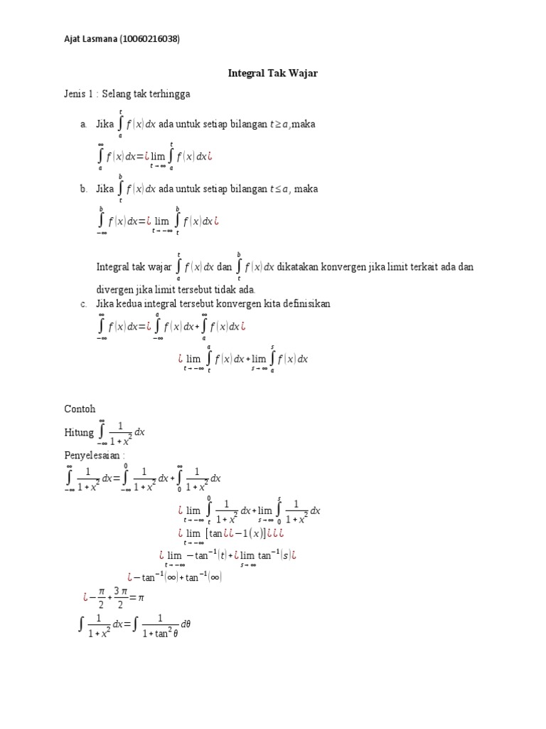Integral Tak Wajar | PDF