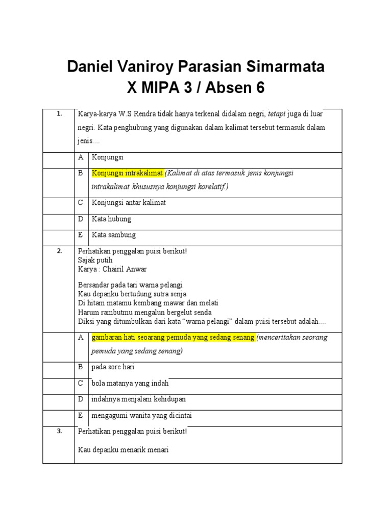 Daniel Vaniroy P Simarmata LAT SOAL PUISI B INDO | PDF | Puisi