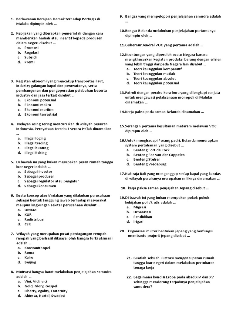 Soal Uas 2 IPS Kelas 8 Setor | PDF