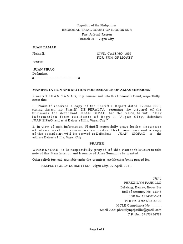 Motion For The Issuance of An Alias Writ of Execution.. | PDF | Constitutional Law | Common Law