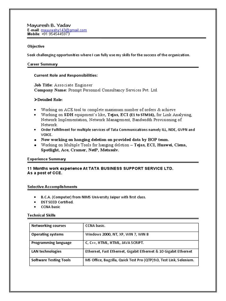 Mayuresh B. Yadav: E-Mail: Mobile: +91 9545445973 | PDF | Cisco ...