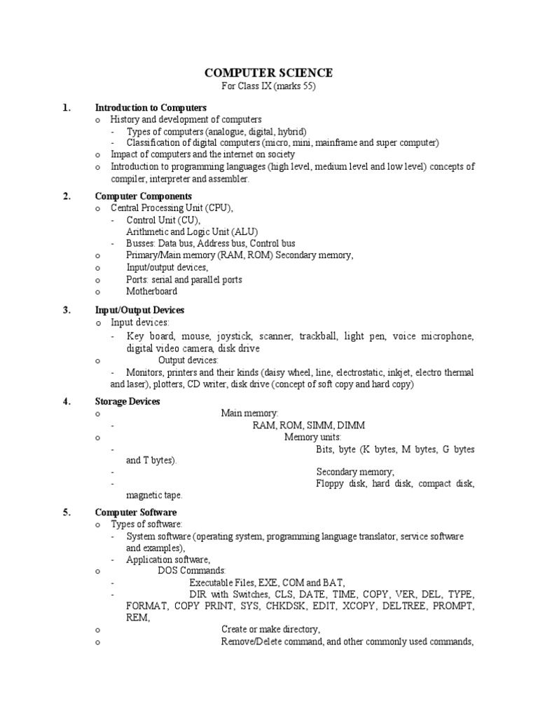 Computer Science: 1. Introduction To Computers | PDF | Computer Data ...