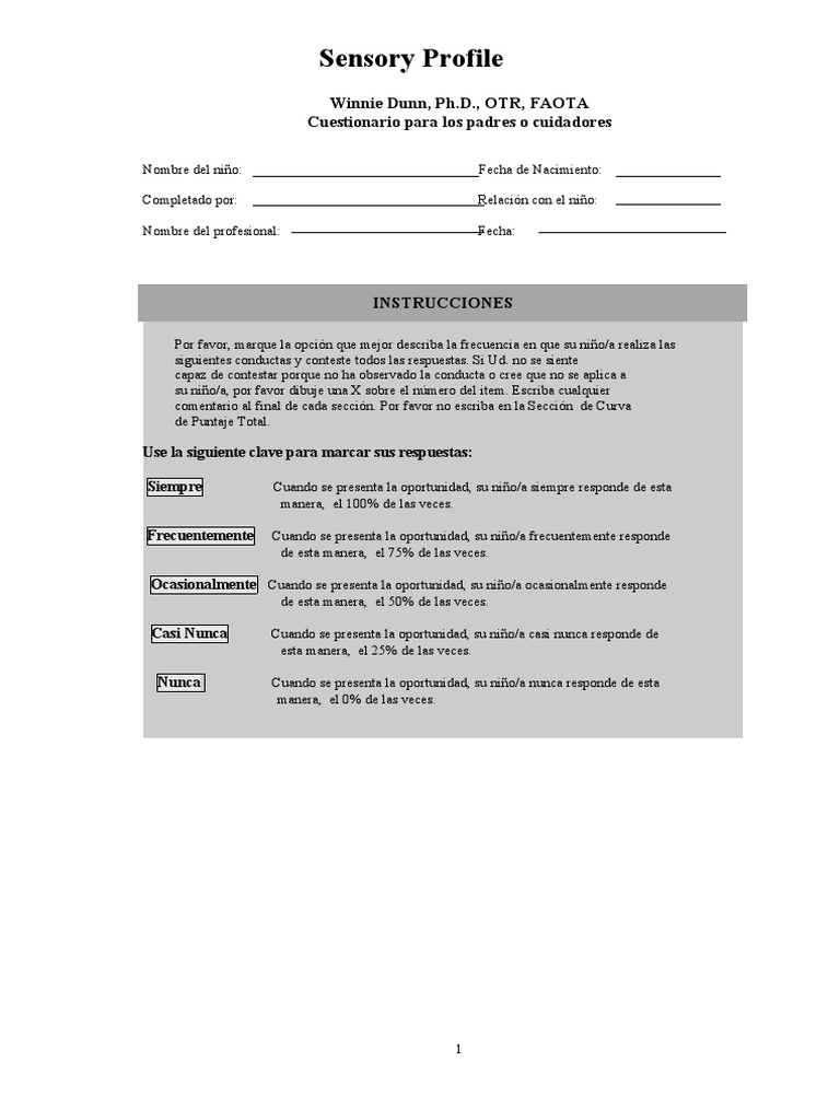 Perfil Sensorial Completo | PDF | Las emociones | Conceptos psicologicos