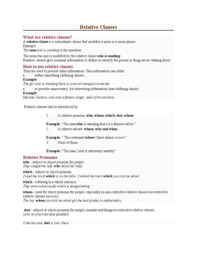 Adv 1 Unit 1 What Are Relative Clauses | PDF