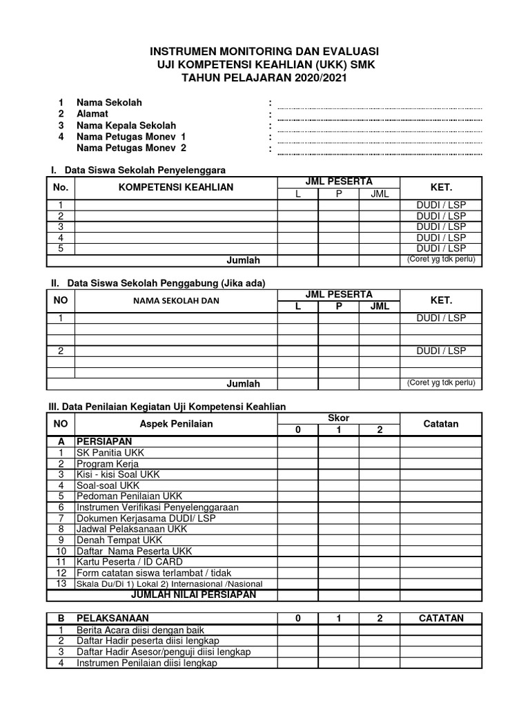 Instrumen Ukk 2021 | PDF