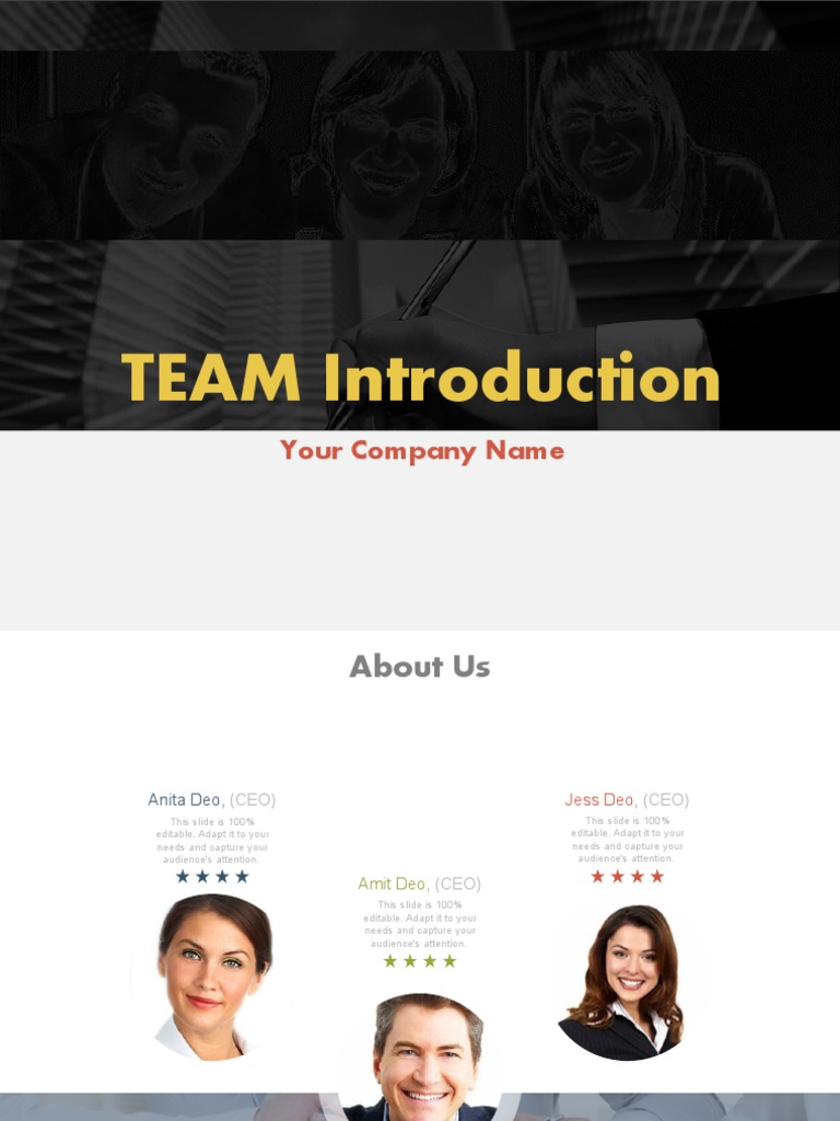 Team Introduction Workforce and Responsibilities Complete Powerpoint ...