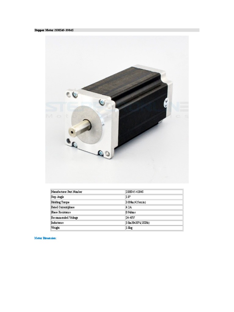 Stepper Motor 23HS45 For Grinder | PDF | Electric Motor | Electromagnetism