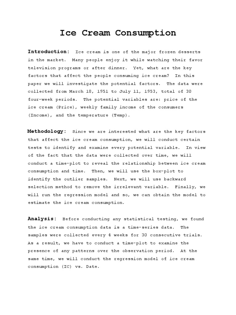Factors Influencing Ice Cream Consumption | PDF | Errors And Residuals ...