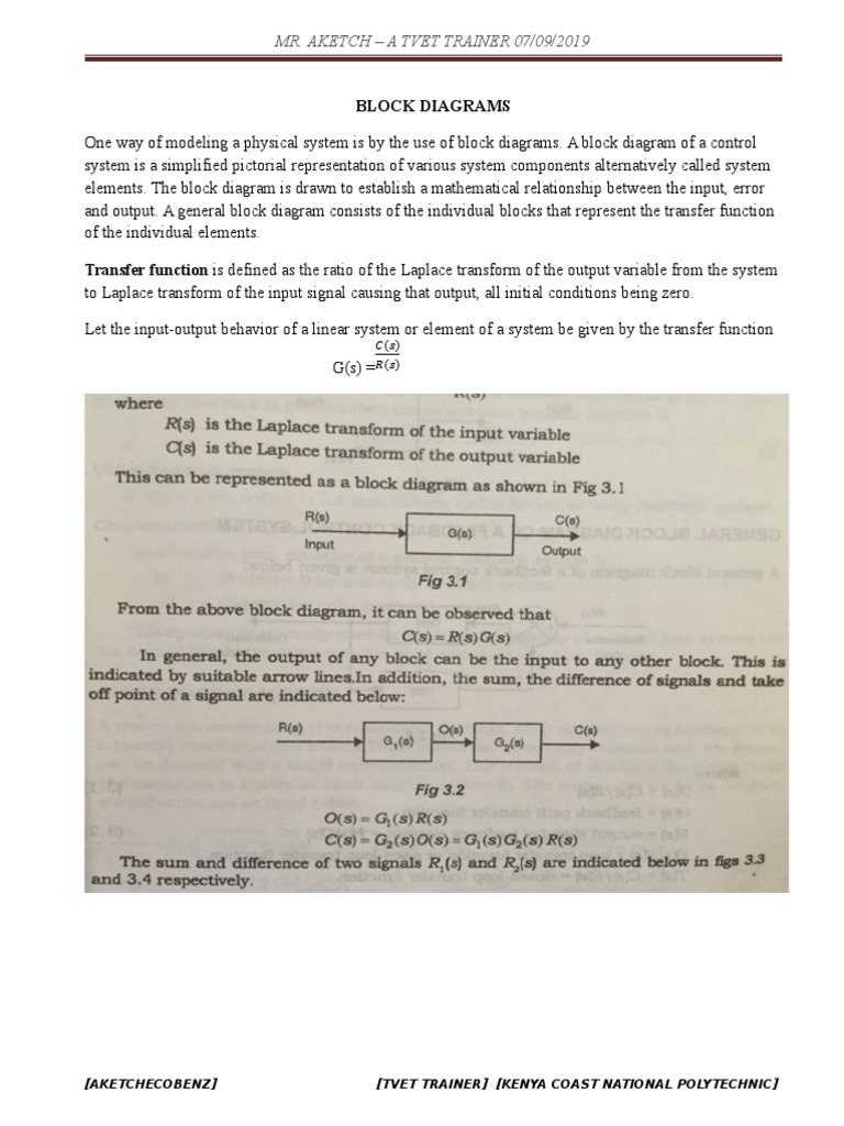 Control Systems - Block Diagram | Download Free PDF | Control Theory ...